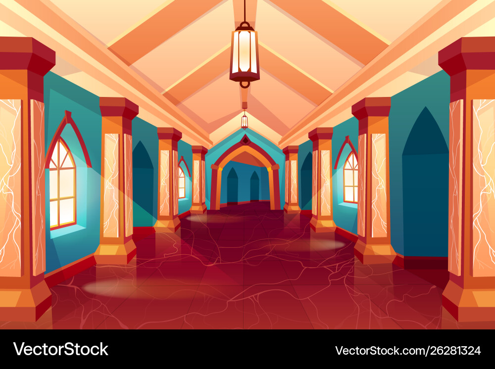 Castle corridor labyrinth medieval palace maze Vector Image