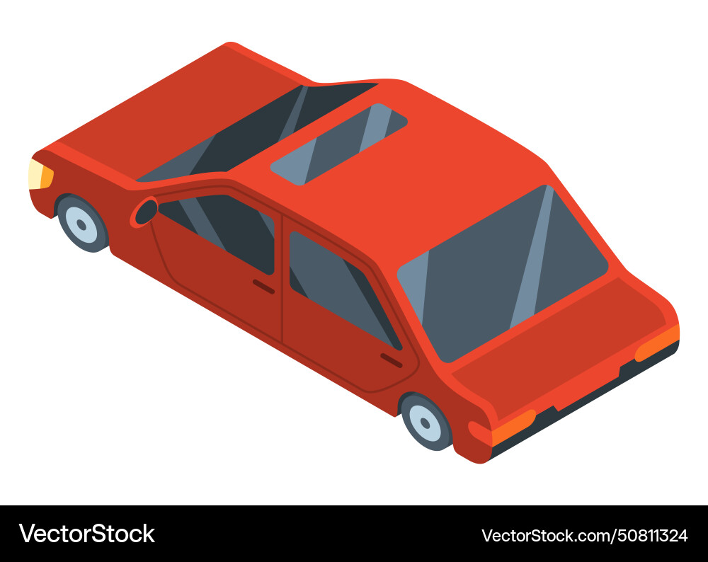 City isometric car icon flat colorful Royalty Free Vector