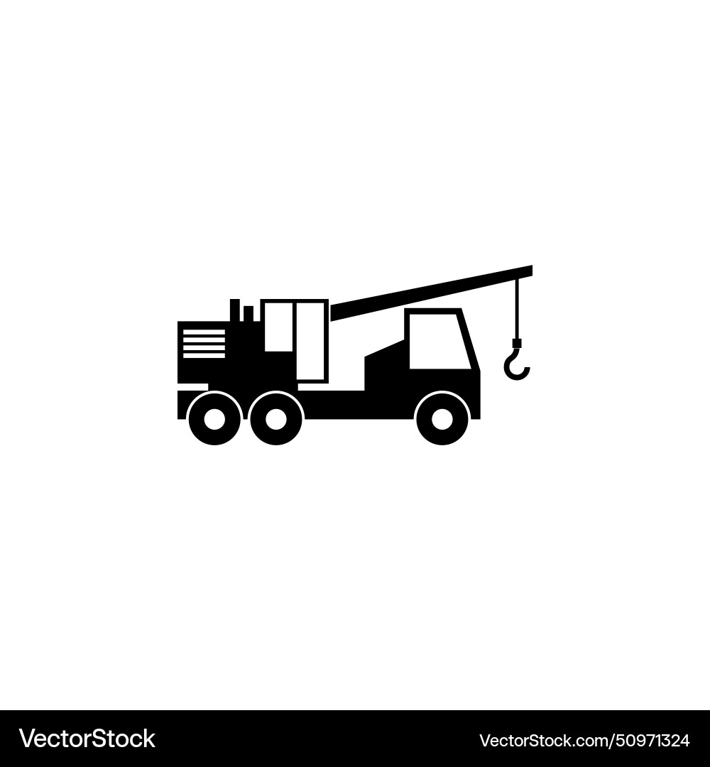 Crane truck flat icon Royalty Free Vector Image