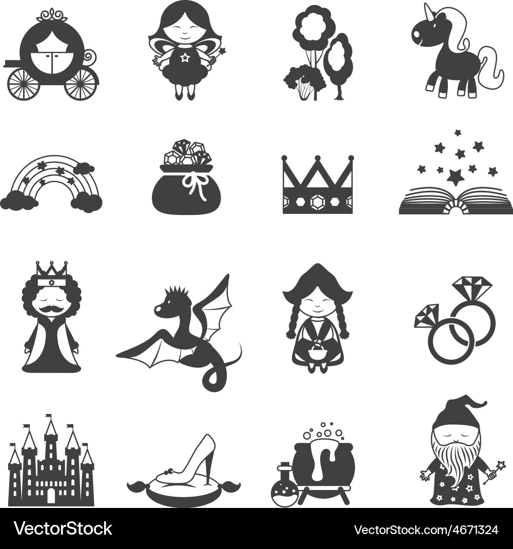 Fairy Tale Icon Set Royalty Free Vector Image - VectorStock
