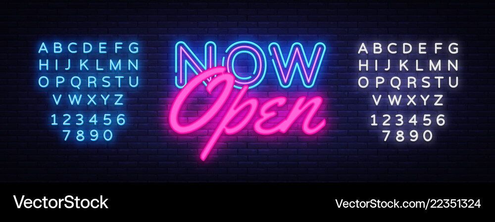 Jetzt Neon Text Design Template öffnen Lizenzfreier Vektor