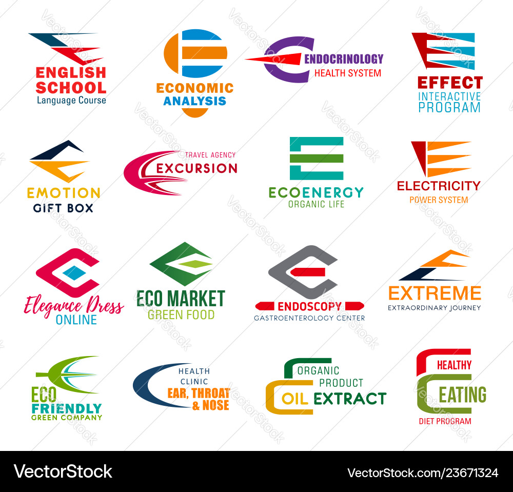 Letter e corporate identity business icons Vector Image