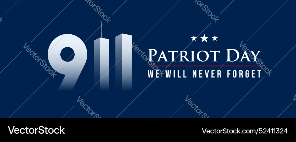 Patriot day banner twin towers icon dark blue Vector Image