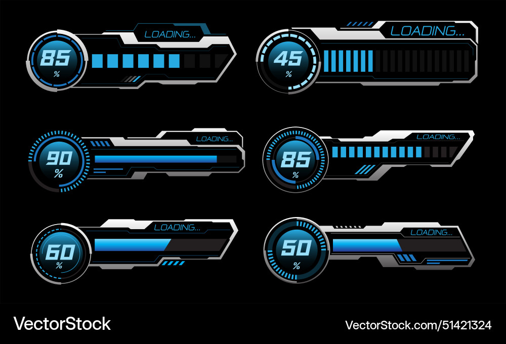 Set of hud modern loading progress bars user Vector Image