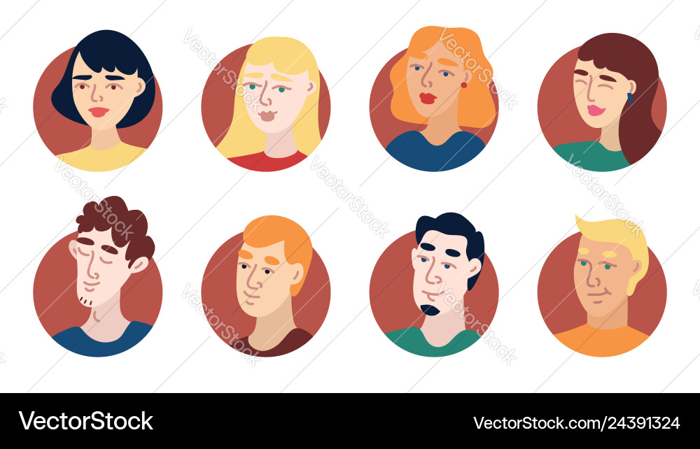 Young People Avatar Icons Royalty Free Vector Image
