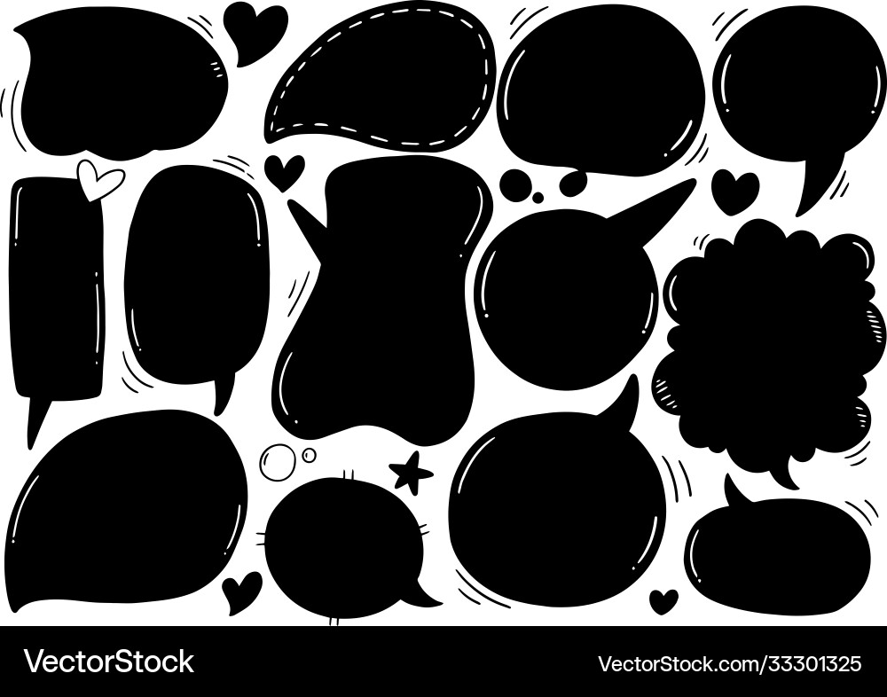 0024 hand drawn background set cute speech Vector Image