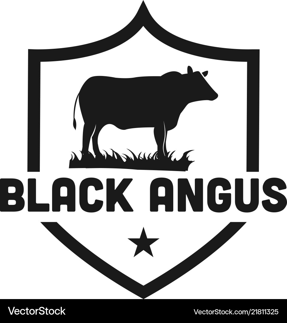 Black angus cattle logo emblem design template Vector Image