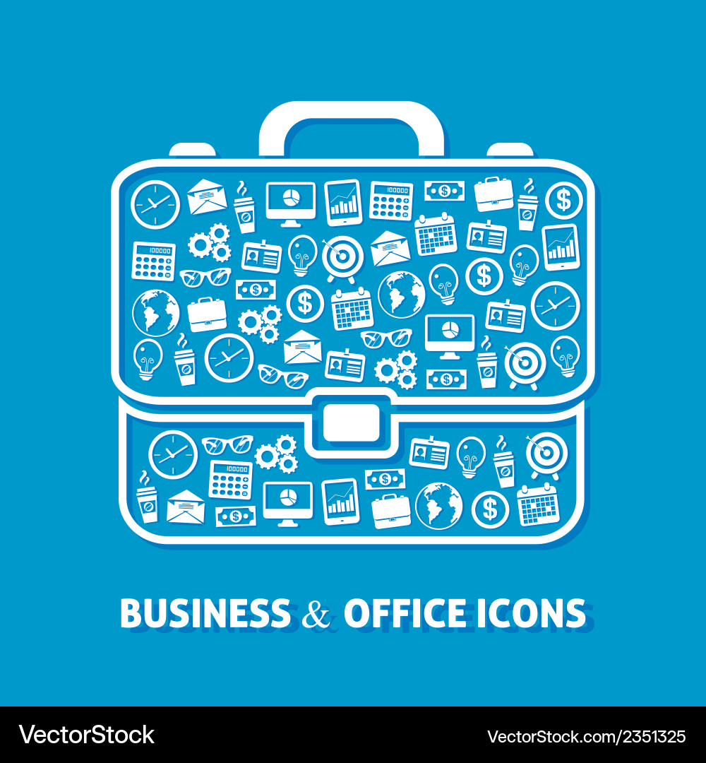 Briefcase office icons Royalty Free Vector Image