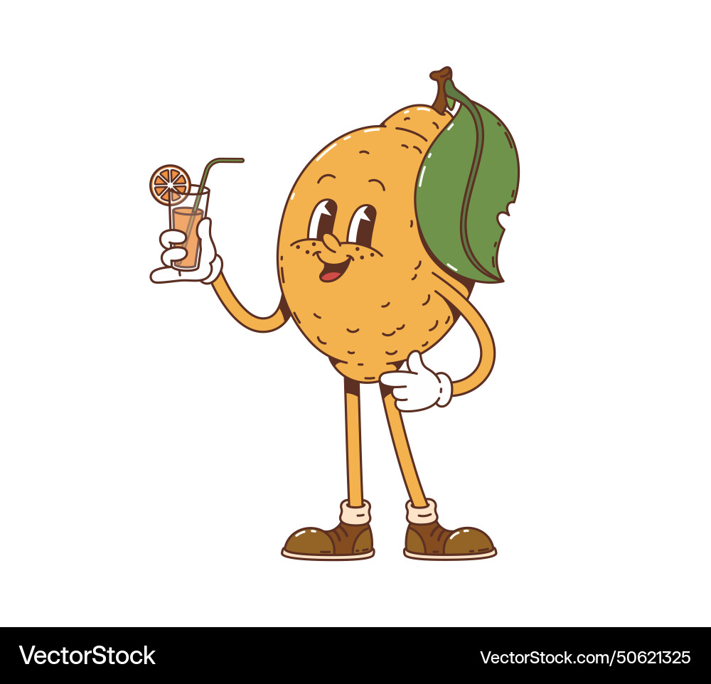 Cartoon retro lemon fruit groovy comic character Vector Image