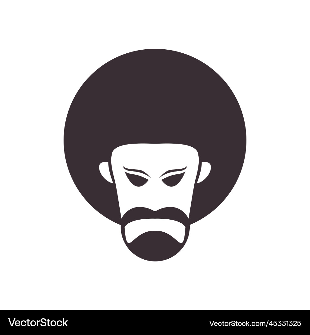 Frizzy hair man icon logo Royalty Free Vector Image