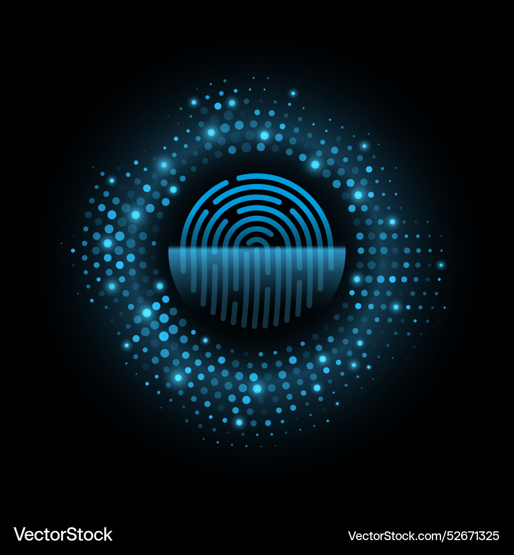 Futuristic fingerprint biometric data security Vector Image