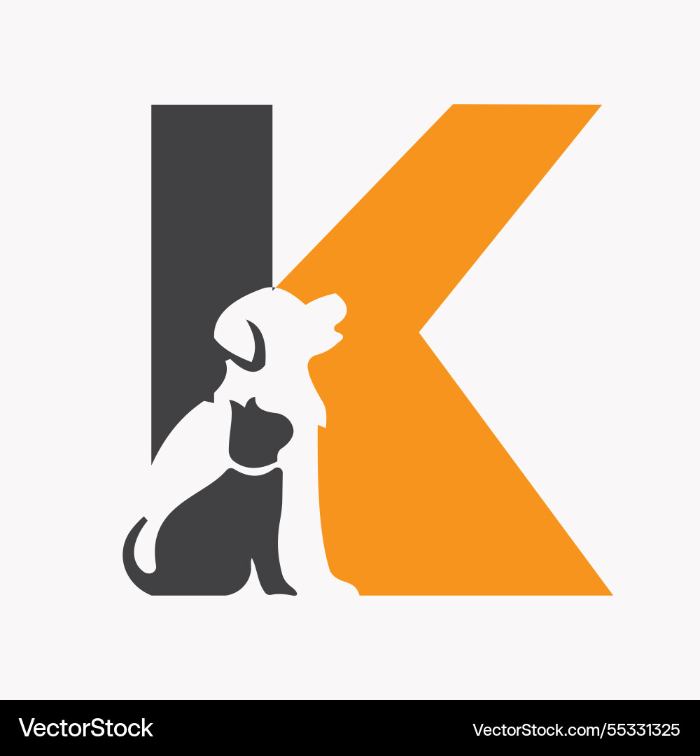 Initial letter k dog logo design concept for pet Vector Image