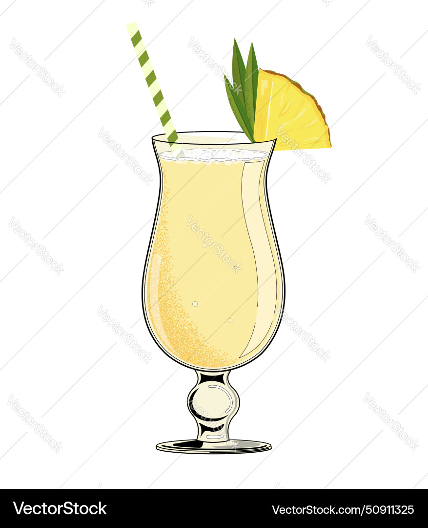 Pina colada cocktail with pineapple slice hand Vector Image