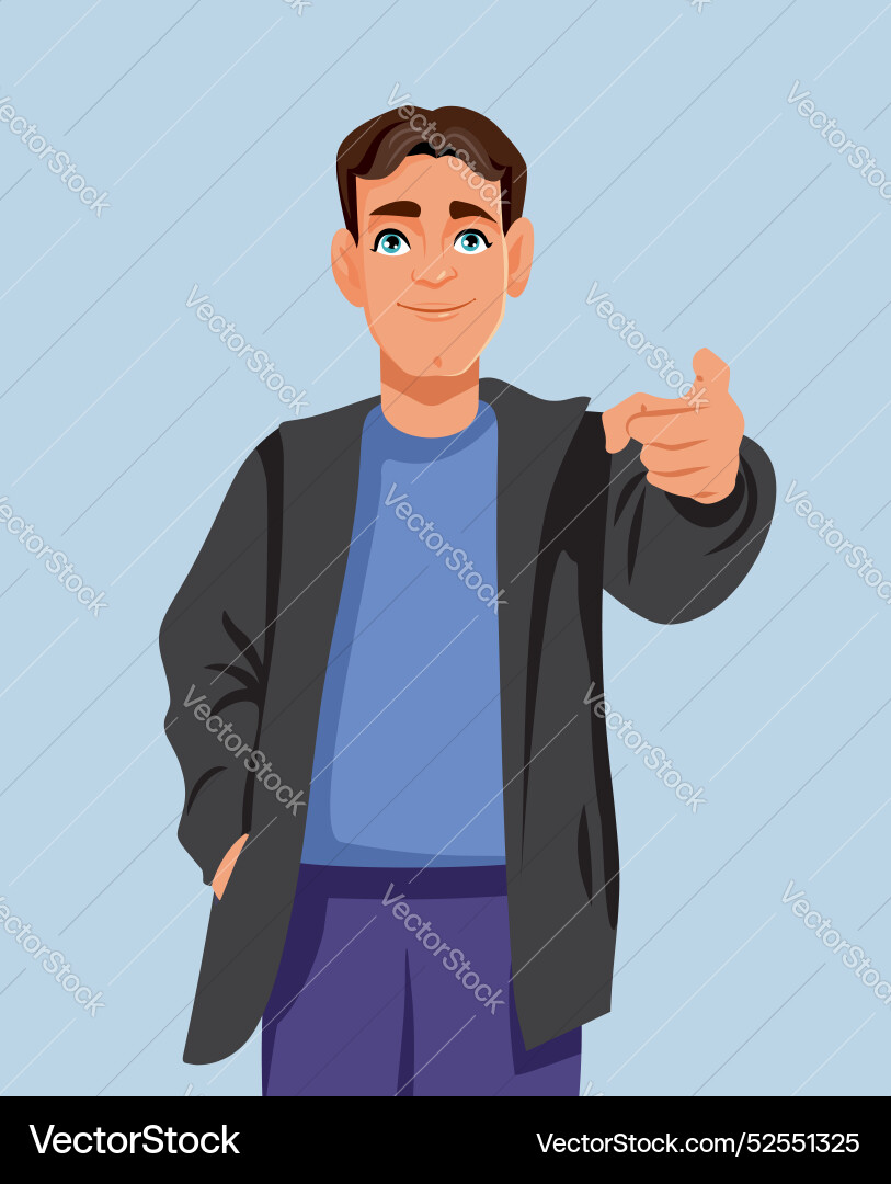Positive guy pointing to the viewer cartoon Vector Image