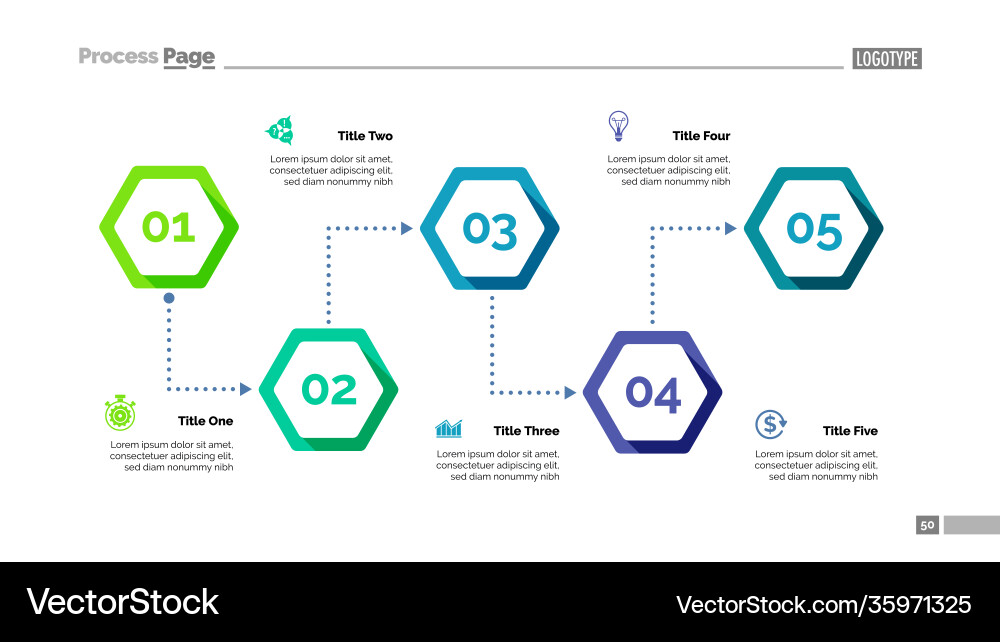Process Flow Chart with Five Stages Royalty Free Vector