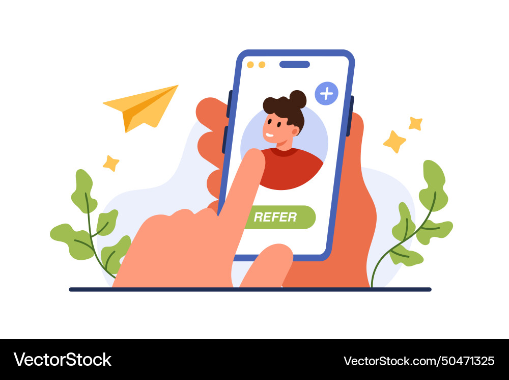 Referral program service hand holding phone Vector Image