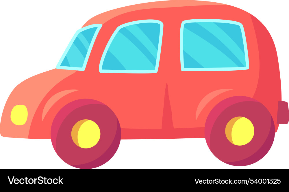 Side view of a cute stylized red car with large Vector Image
