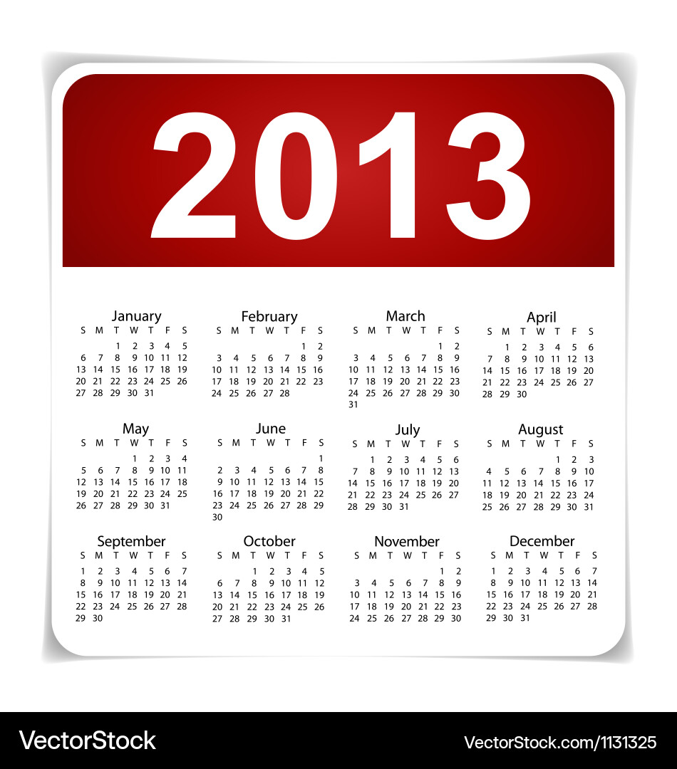Simple 2013 year calendar Royalty Free Vector Image