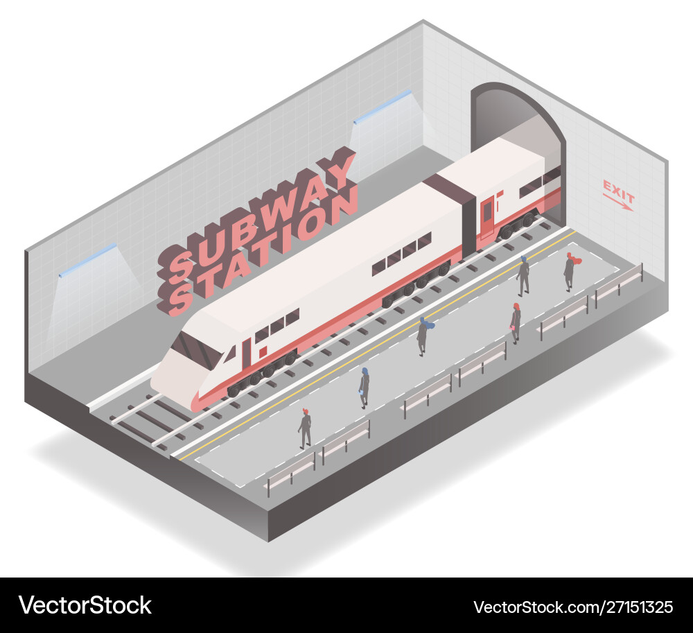 Subway station isometric banner template Vector Image