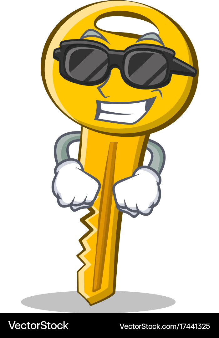 Super cool key character cartoon style Royalty Free Vector