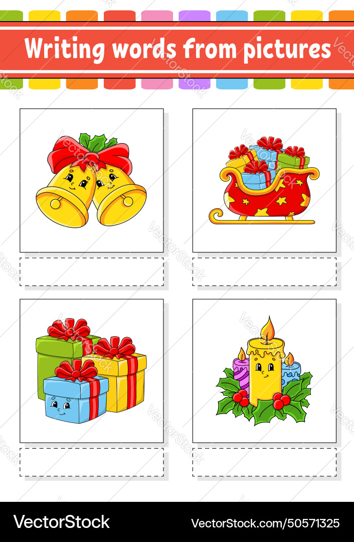 Writing words from pictures learn english Vector Image
