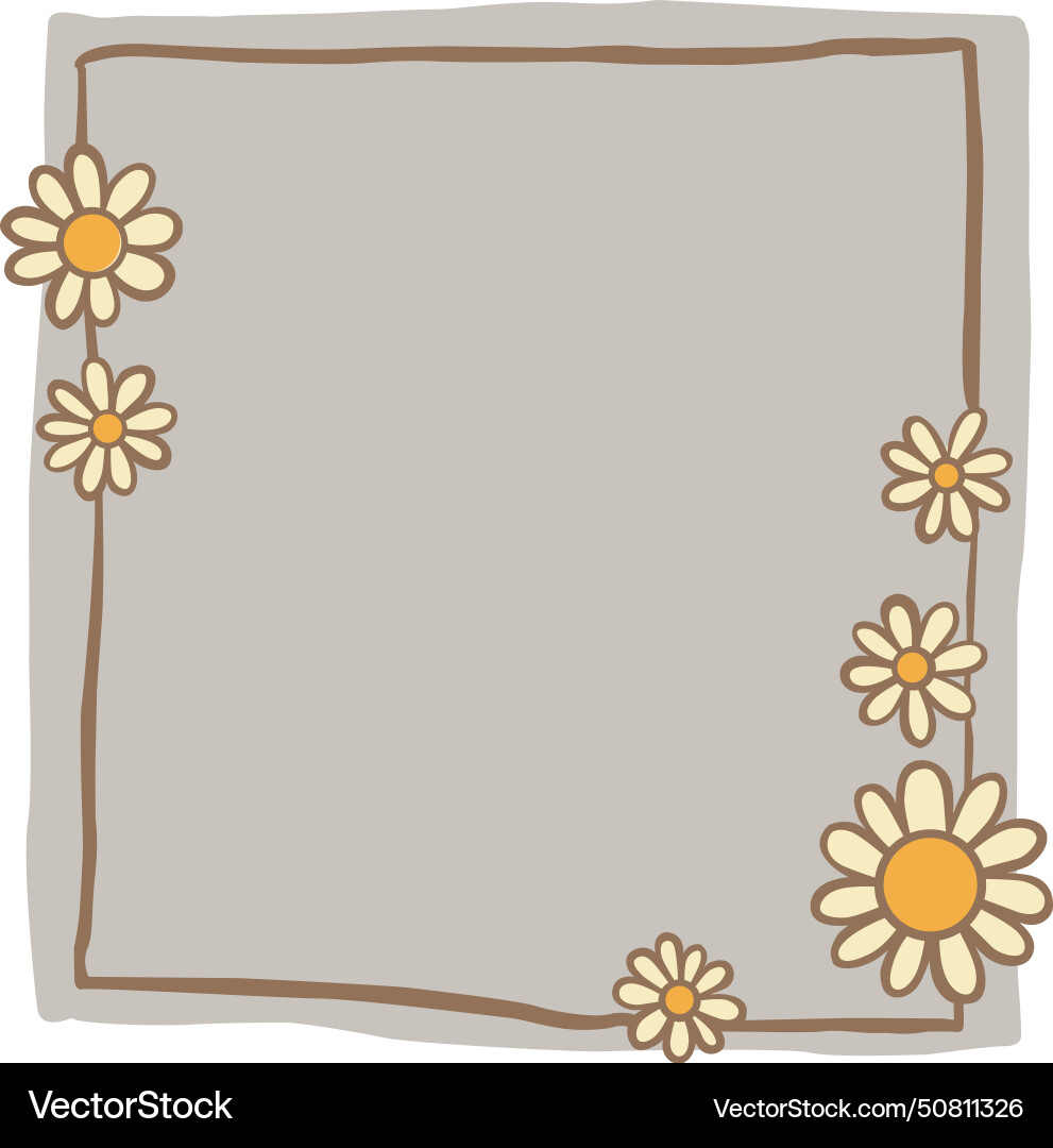 Abstract daisy flower on square wreath frame Vector Image