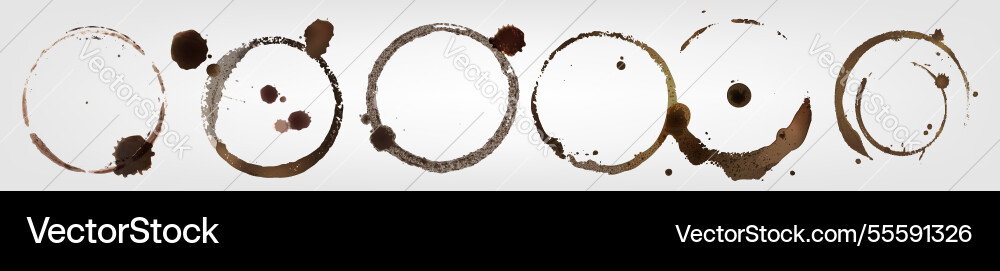 Coffee cup mark and stains set isolated on white Vector Image