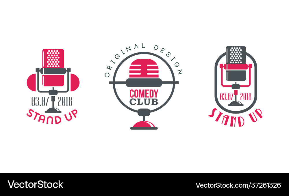 Comedy club logo original design set stand up Vector Image