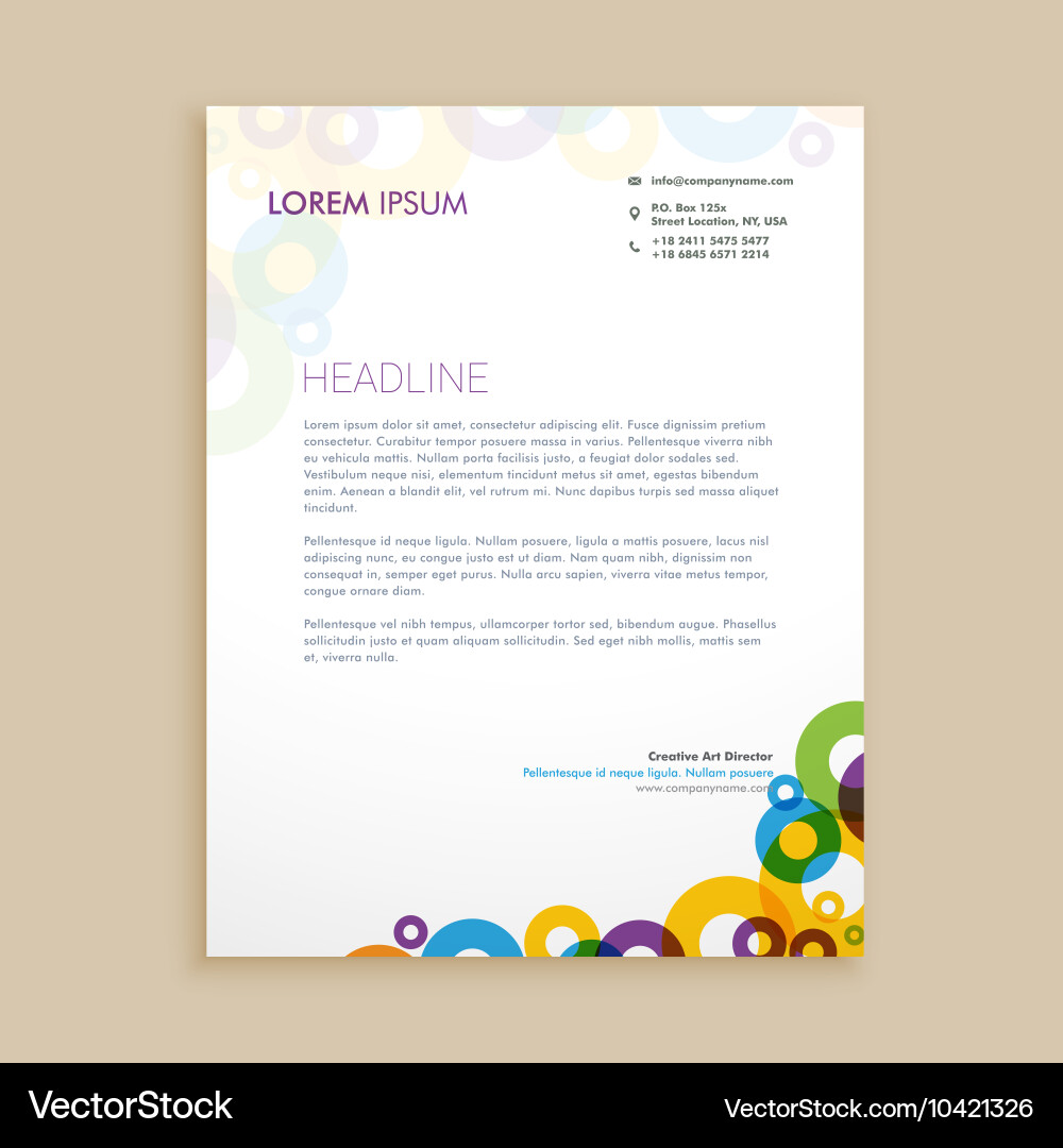 Creative circle shapes letterhead design Vector Image