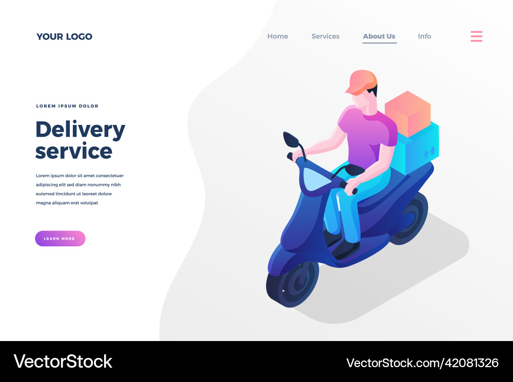 Delivery service isometric landing page template Vector Image