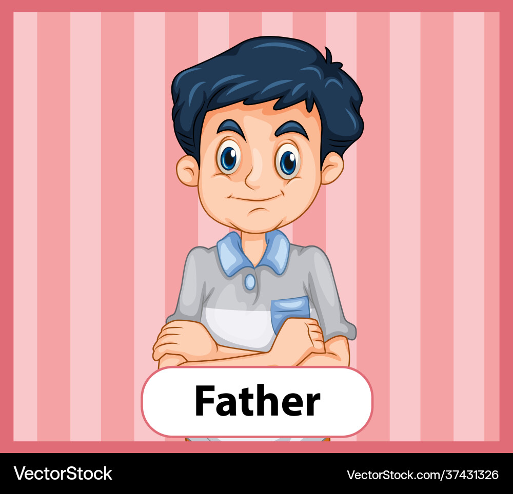 Educational english word card father Royalty Free Vector