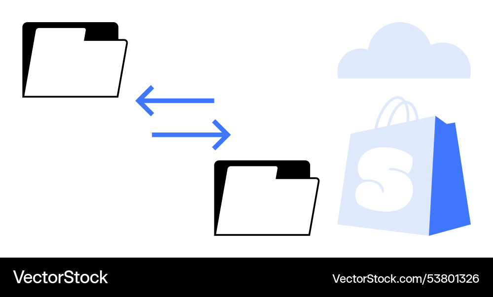 File exchange and cloud storage with shopping Vector Image