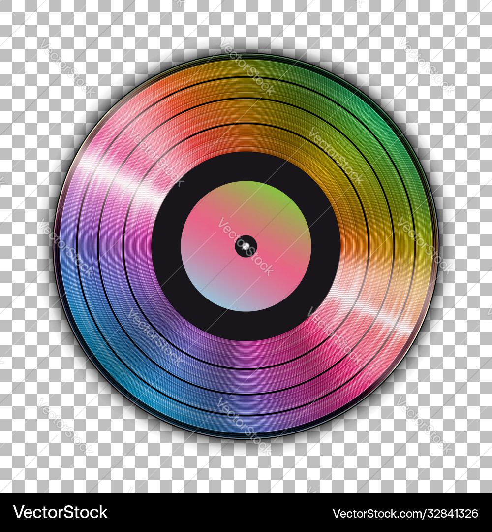 Gramophone iridescent vinyl lp record template Vector Image