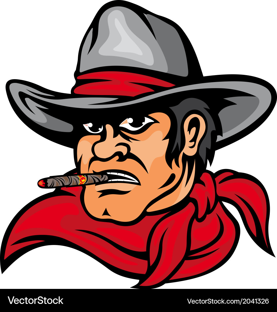 Lone Cowboy Portrait Royalty Free Vector Image