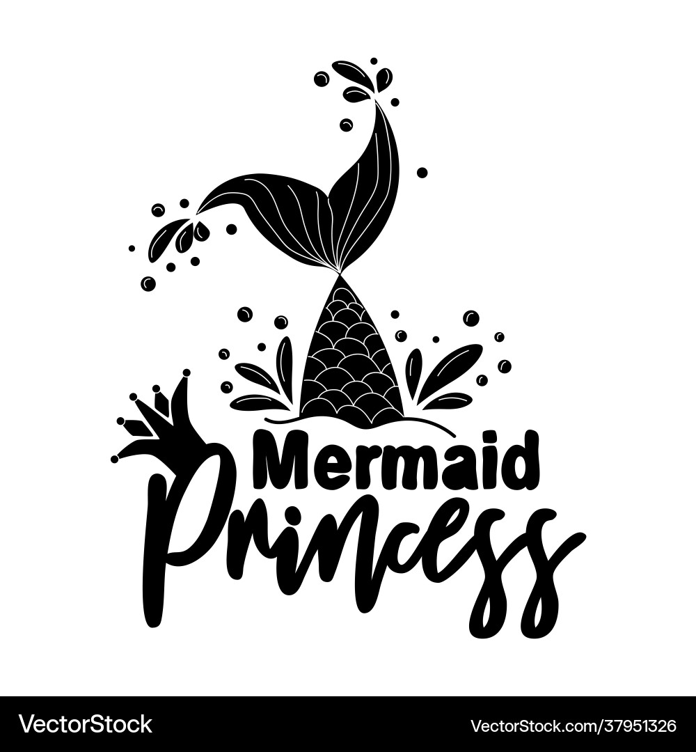 Mermaid princess tail card with water Royalty Free Vector