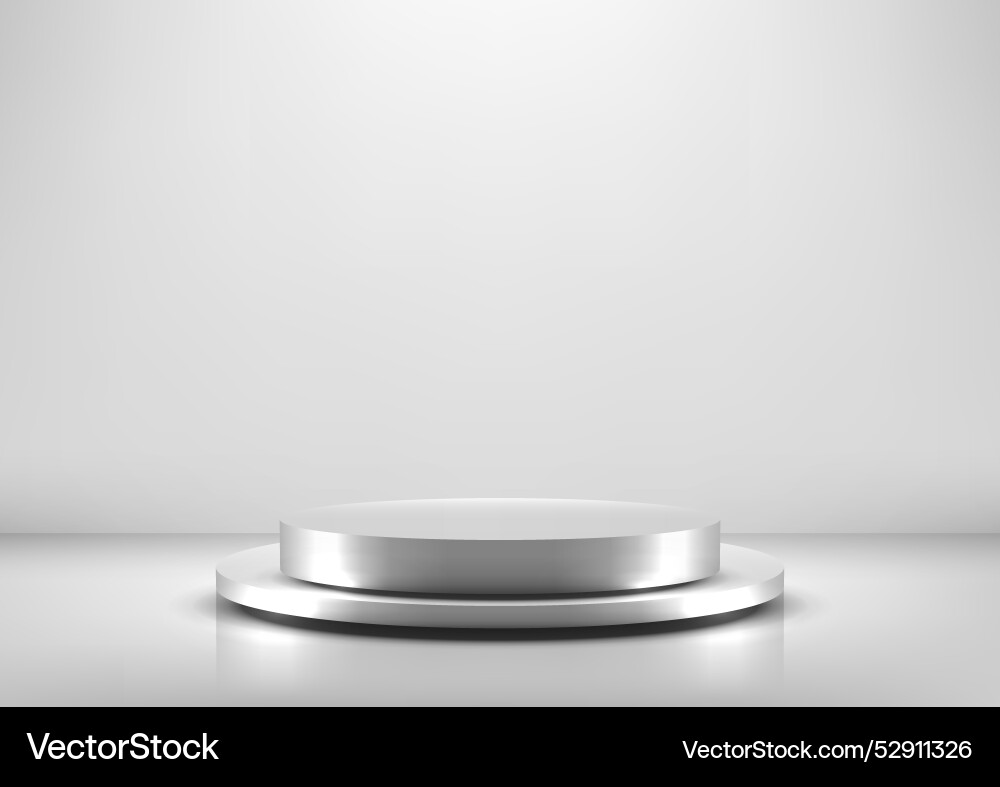 Minimalist 3d silver podium with reflective Vector Image