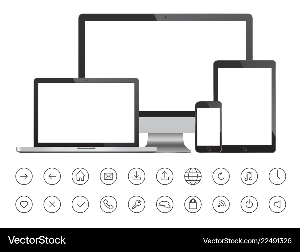 Modern Mobile Devices & Icons Royalty Free Vector Image