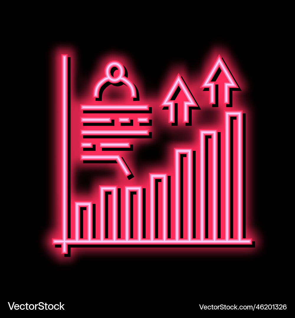 Neon Social Growth Statistics Royalty Free Vector Image