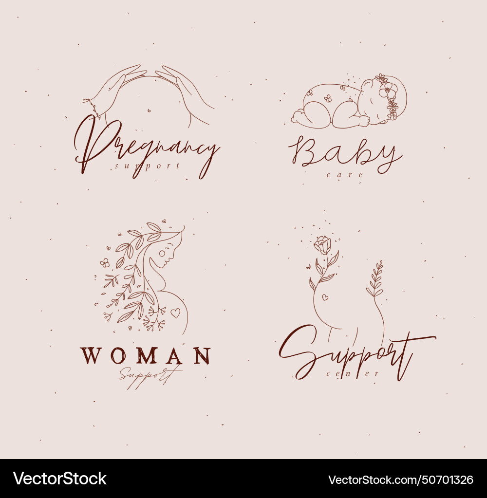 Pregnancy labels female torso silhouette Vector Image
