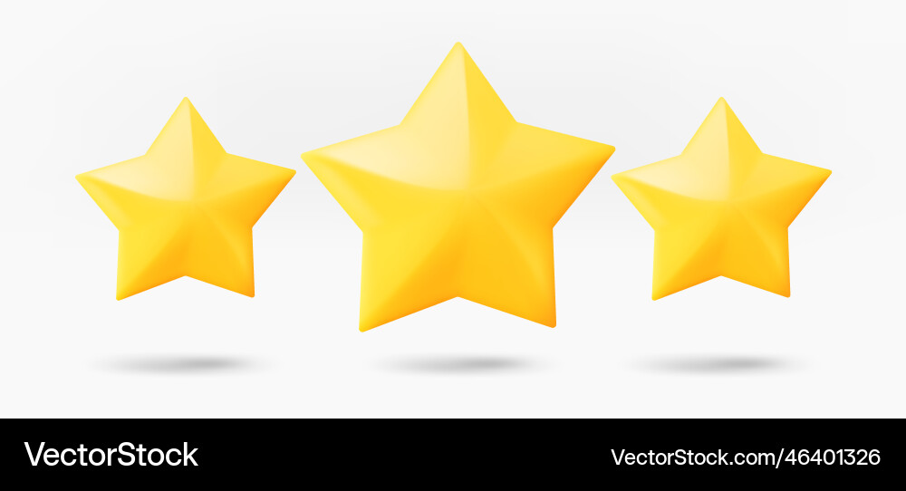 Three star rating stars concept 3d isolated Vector Image