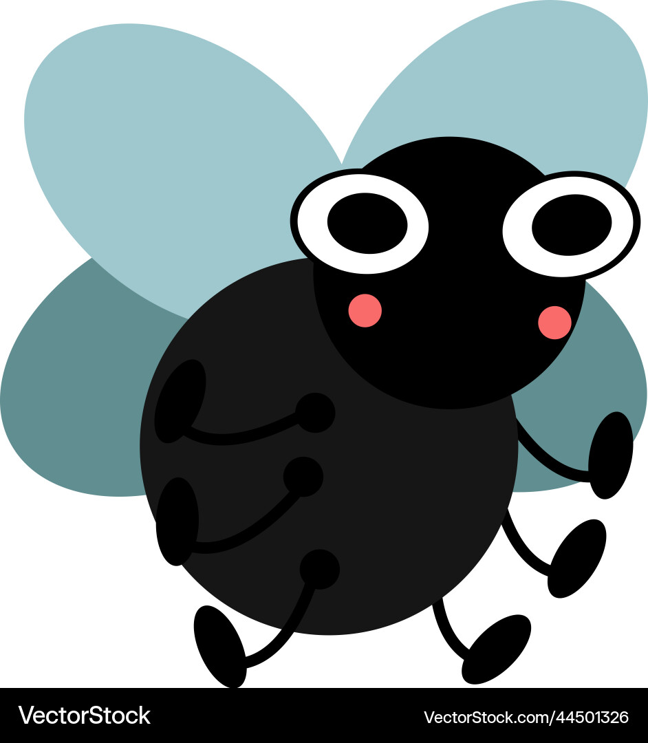 Winged bug character funny cartoon flying beetle Vector Image