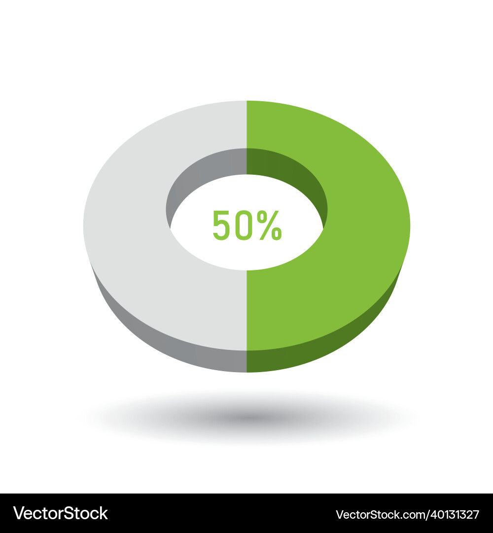50 percent 3d pie chart Royalty Free Vector Image
