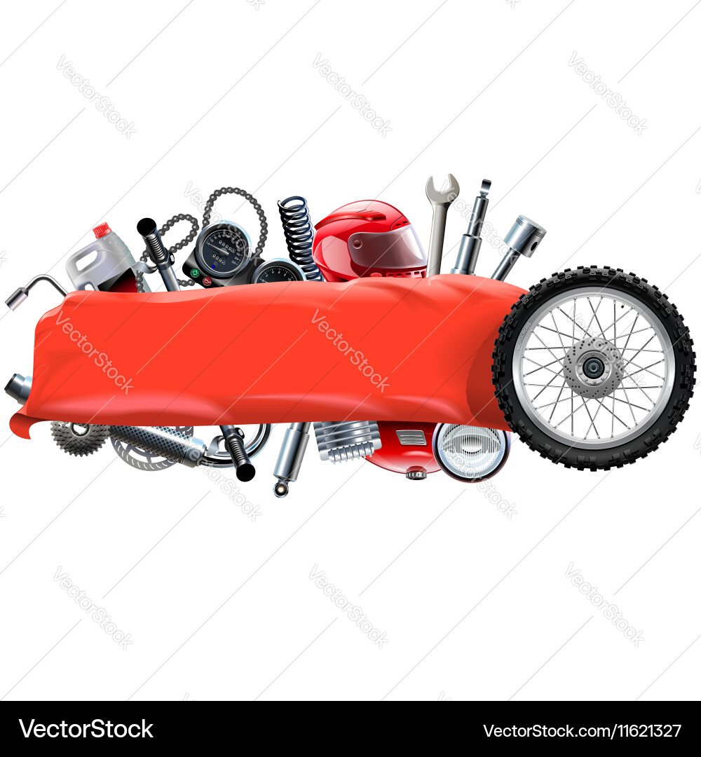 Banner with motorcycle spares Royalty Free Vector Image