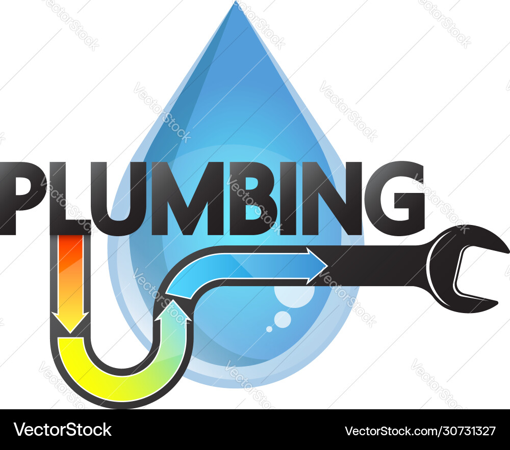 Blue water drop pipe repair symbol Royalty Free Vector Image