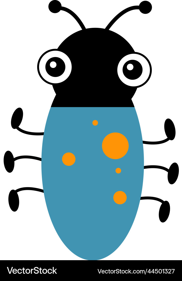 Funny beetle character cartoon bug comic insect Vector Image