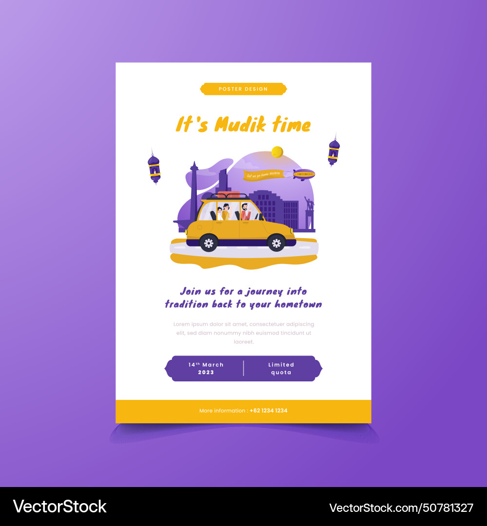 Islamic eid mubarak with mudik tradition Vector Image