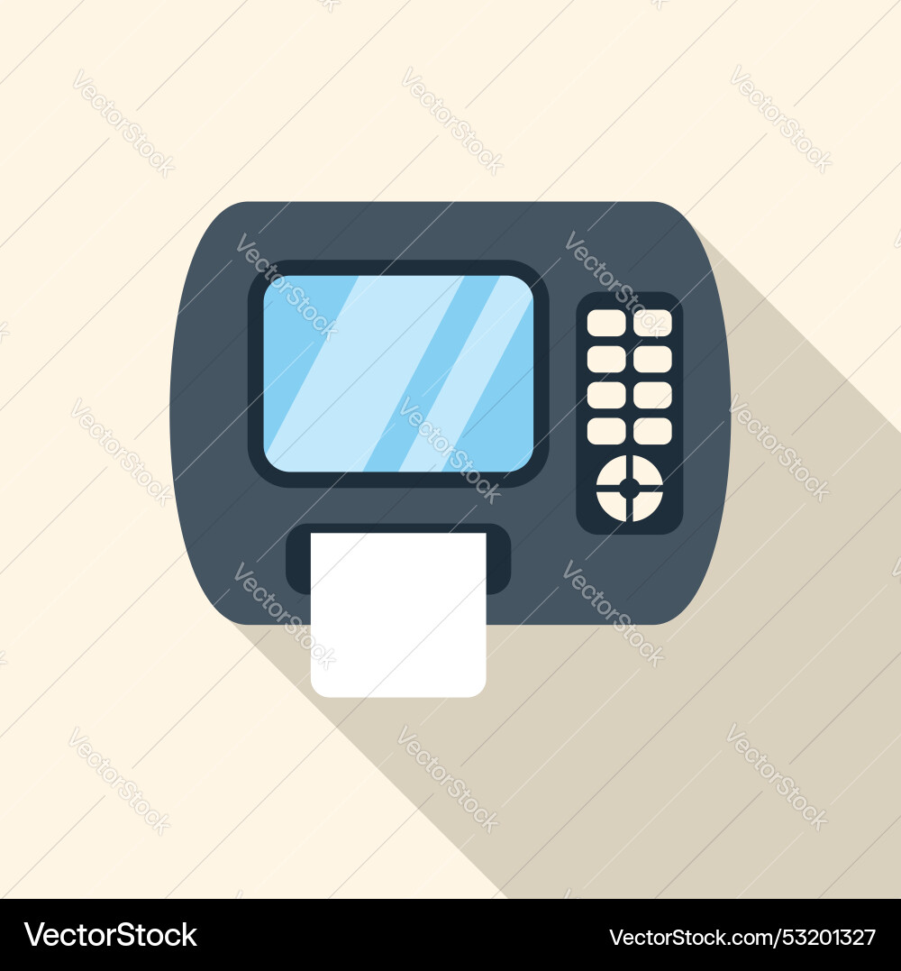 Modern fax machine printing document with long Vector Image