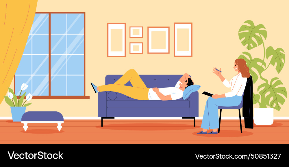 Psychologist flat background Royalty Free Vector Image