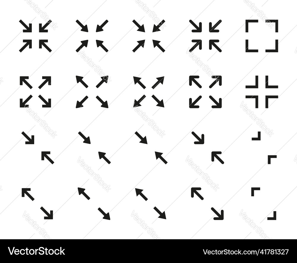 Screen full icon icons of extend Royalty Free Vector Image