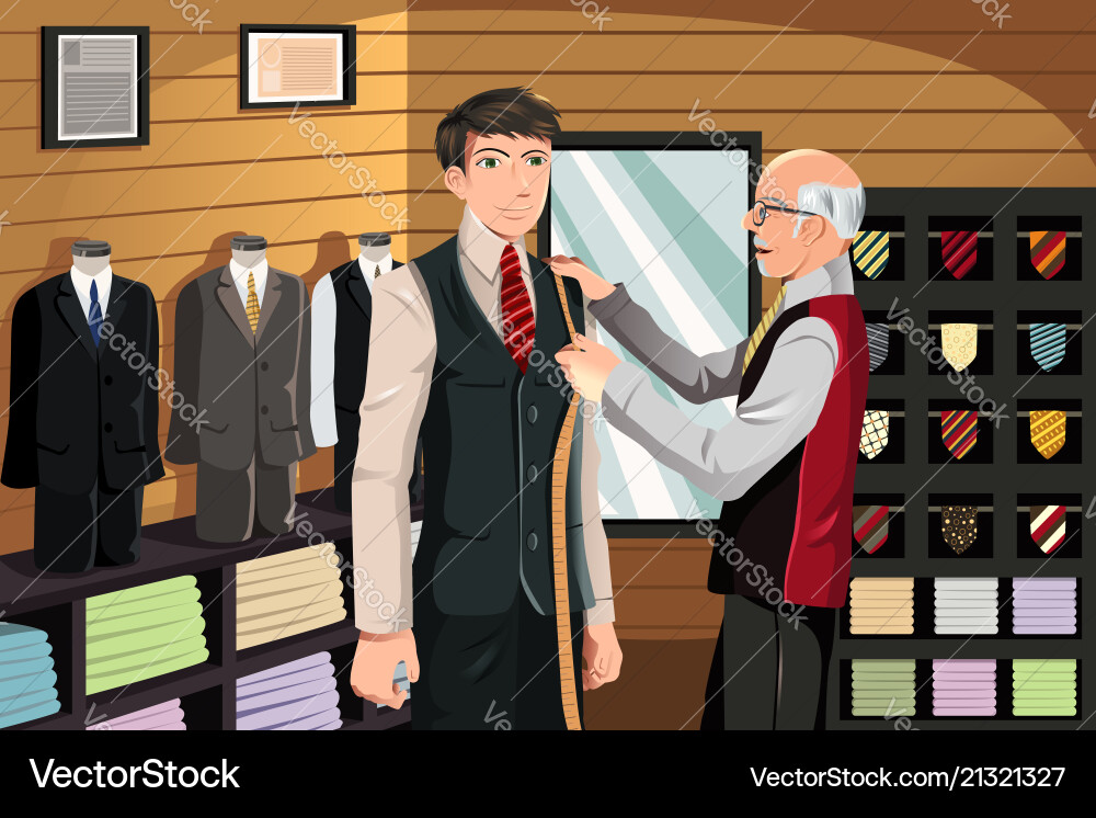 Tailor fitting for suit Royalty Free Vector Image